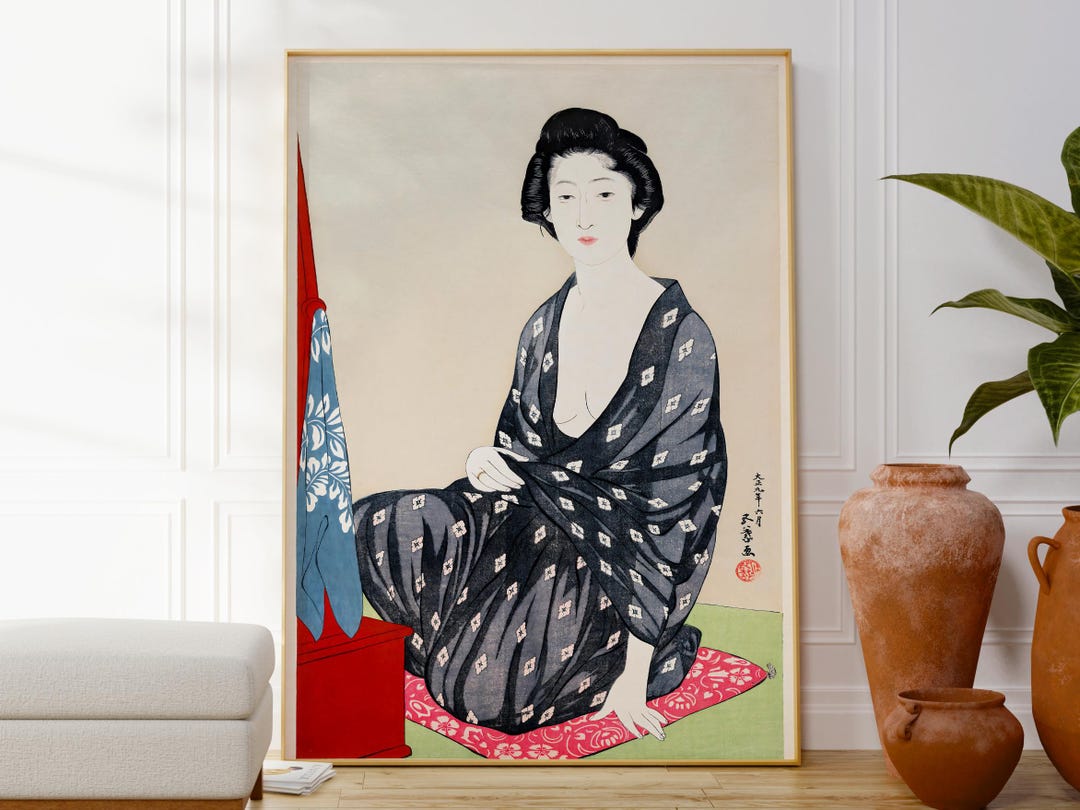 Hashiguchi Goyo Woman in Kimono Print, Vintage Ukiyo-e Woodblock Poster ...
