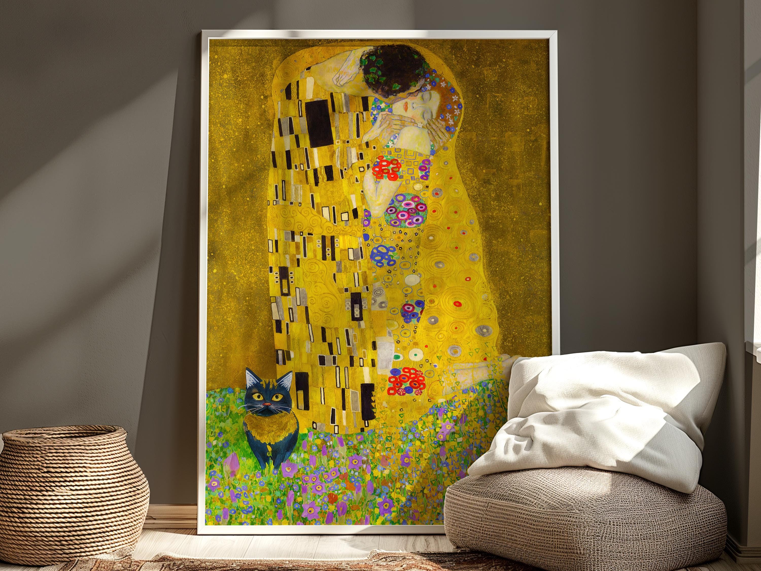 Gustav Klimt the Kiss Cat Art Print, Original Artwork, Animal Wall Art ...