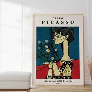 Picasso Print, Jacqueline With Flowers, Vintage Art Poster, Cubism Art ...