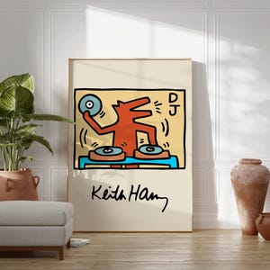 Keith Haring DJ Print, Minimalist Art Poster, Famous Pop Art, Popular ...