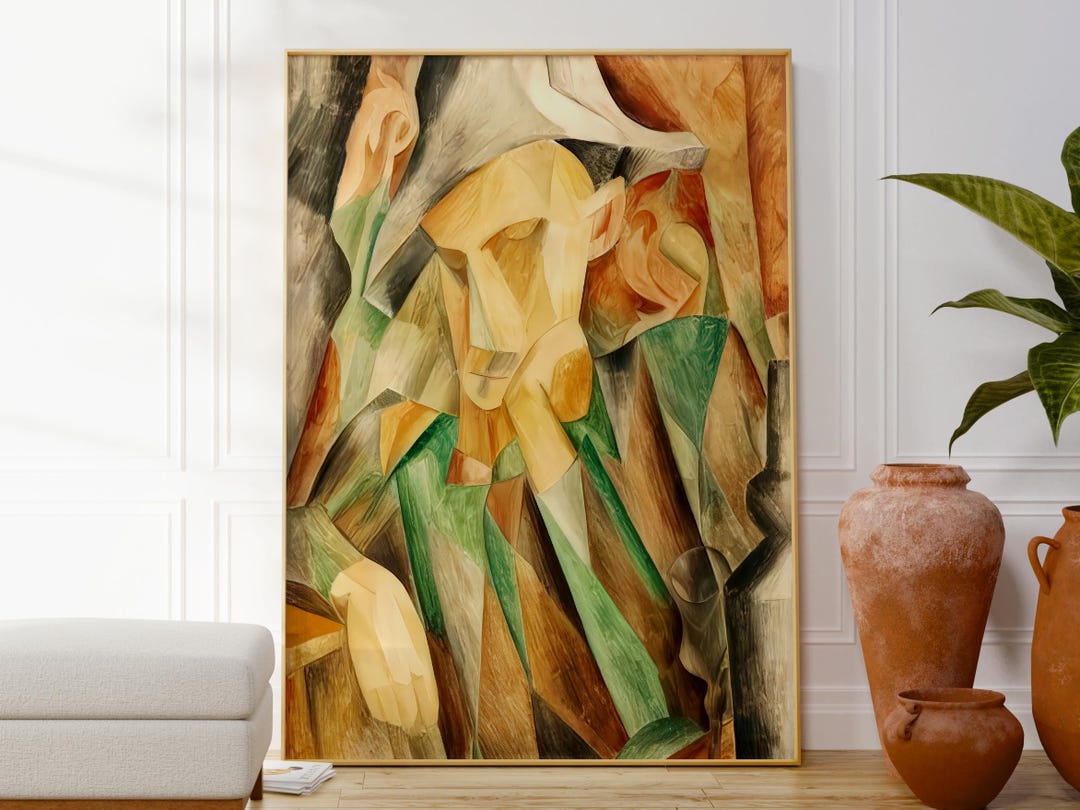 Picasso Leaning Harlequin Print, Modern Wall Art Poster, Cubism Artwork ...