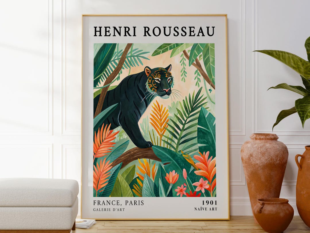 Henri Rousseau Tiger in a Tropical Storm Art Print, Jungle Cat Naive ...