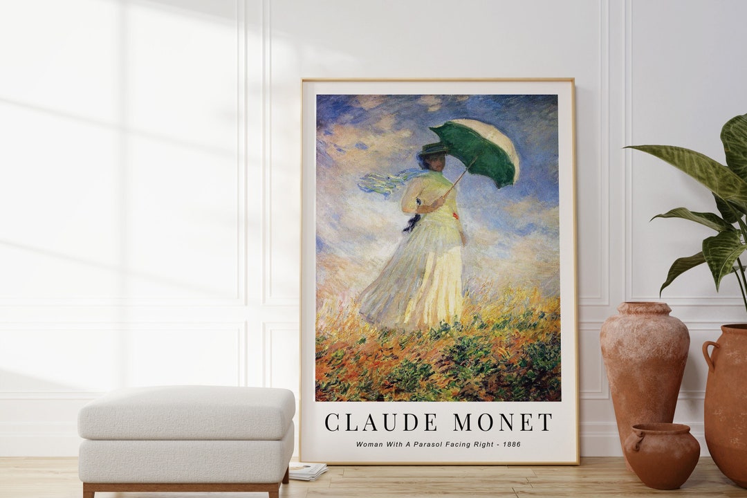 Claude Monet Woman With a Parasol Art Poster, Famous Painting Print ...