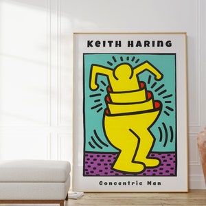 Keith Haring Concentric Man Poster, Pop Art Print, Modern Illustration ...