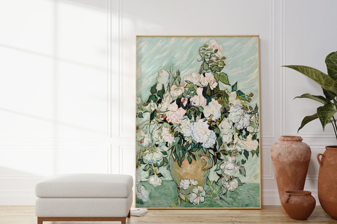 Van Gogh Roses Print, Botanical Impressionism Wall Art Poster, Floral ...