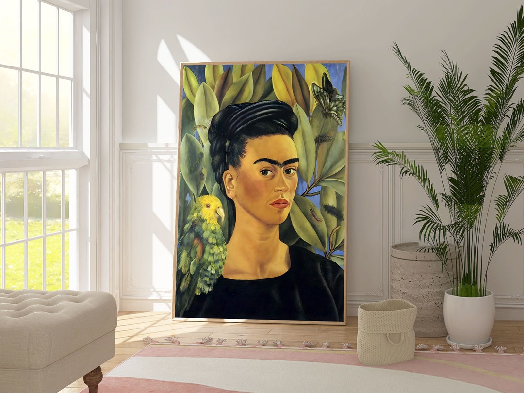 Frida Kahlo Self Portrait With Bonito Art Poster, Green Natural Print ...