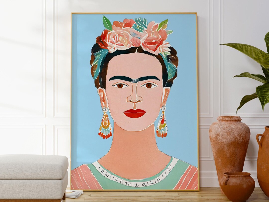 Modern Frida Kahlo Self Portrait Print, Illustration Wall Art Poster ...