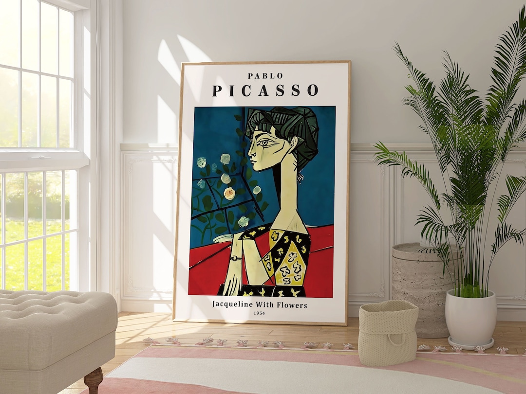 Picasso Print, Jacqueline With Flowers, Vintage Art Poster, Cubism Art ...