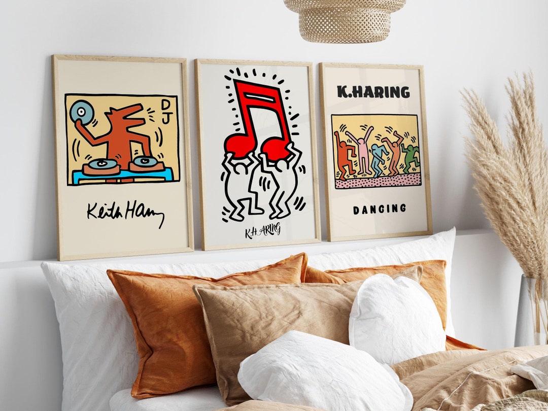 Set of 3 Keith Haring Music Disco Posters, Dj Art Print, Dancers, Music ...
