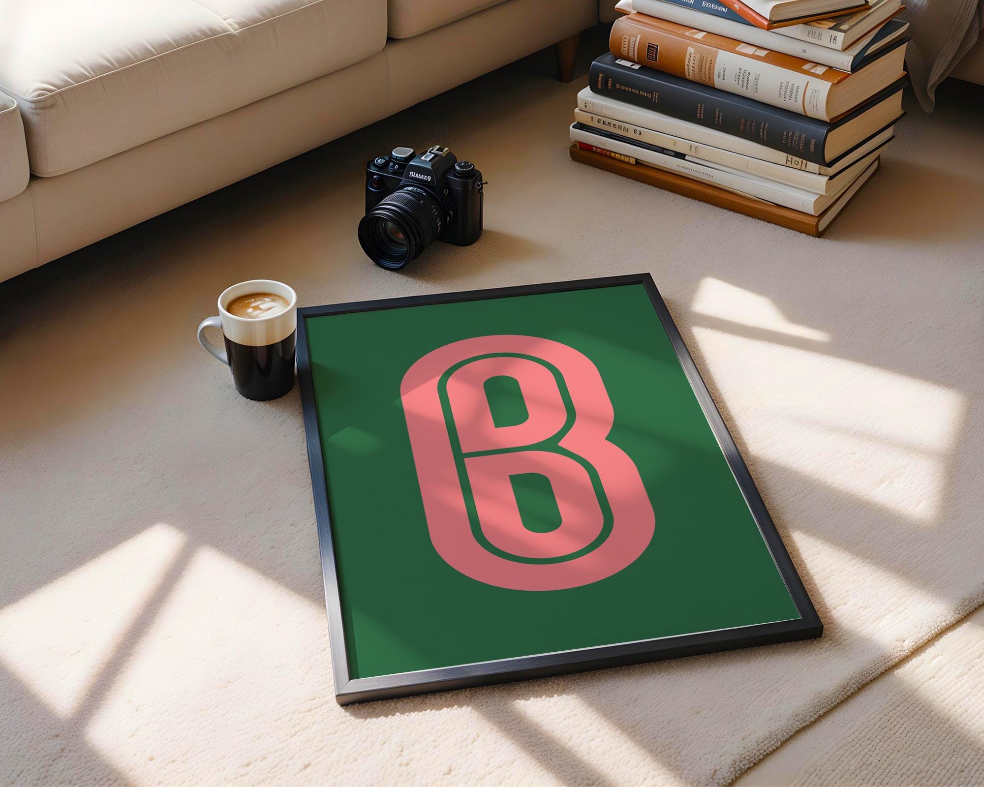 Colourful Initial Poster, Modern Wall Art for Kids, Teens, or Her, Bold ...