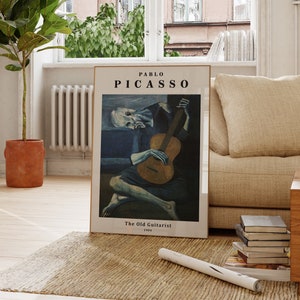 Pablo Picasso the Old Guitarist Print, Original Gallery Artwork, Blue ...