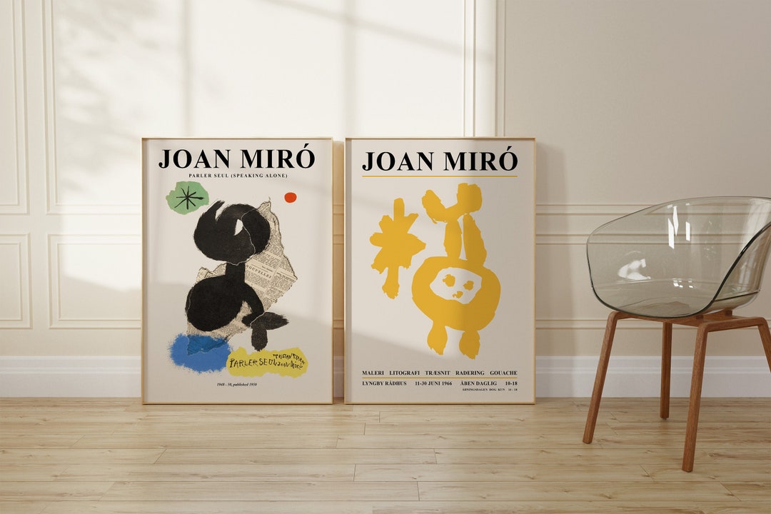 Set of 2 Joan Miro Abstract Art Posters, Modern Minimalist Wall Art ...
