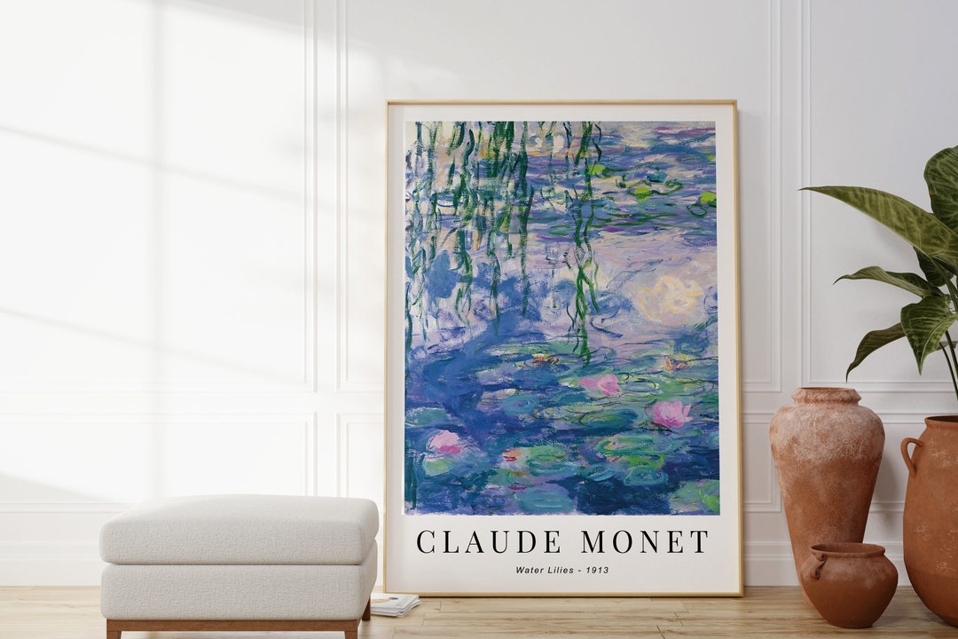 Claude Monet Blue Water Lilies Poster, Famous Painting Print, Botanical ...