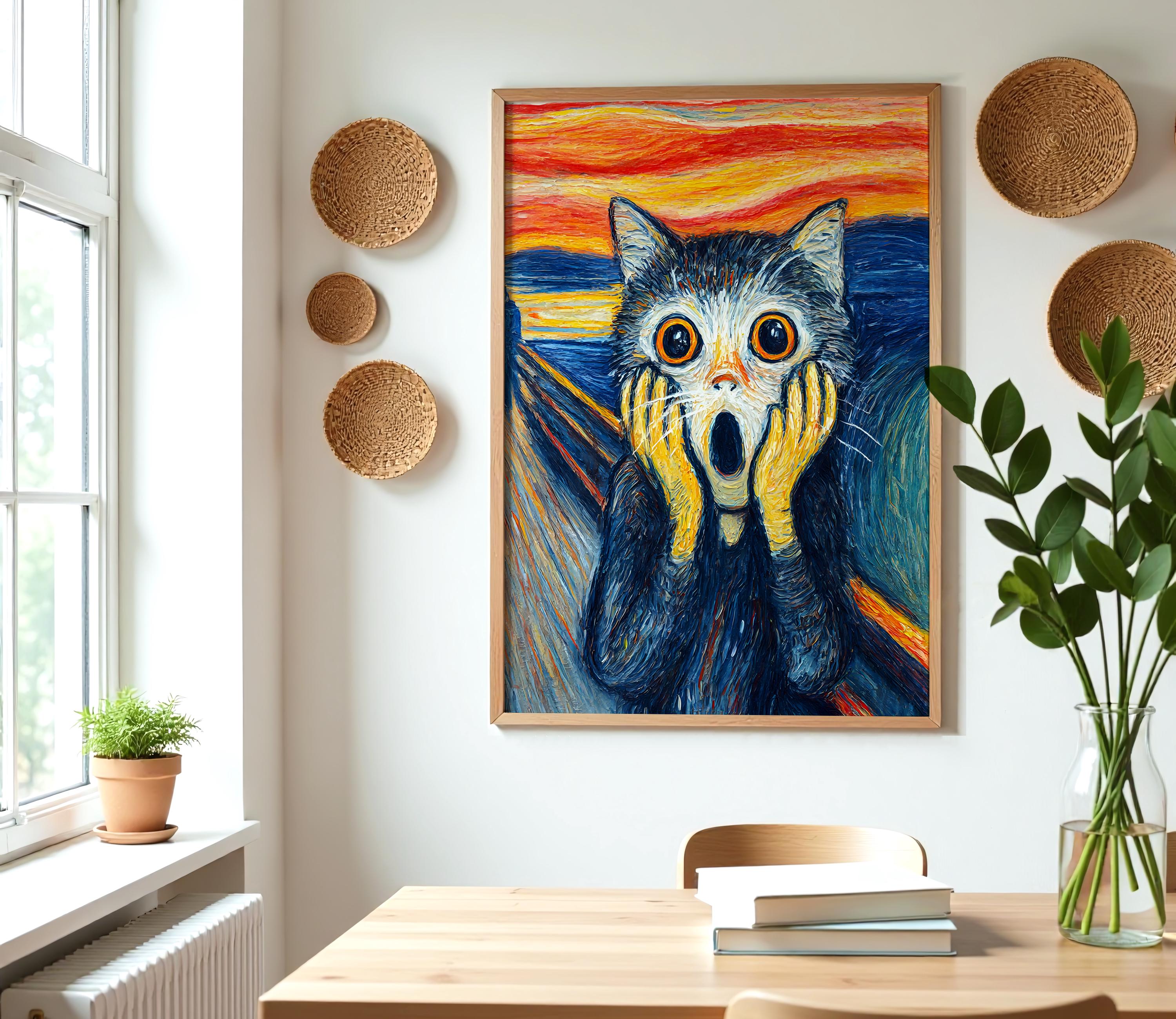 Edvard Munch the Cat Scream Print, Funny Cool Wall Art Poster ...