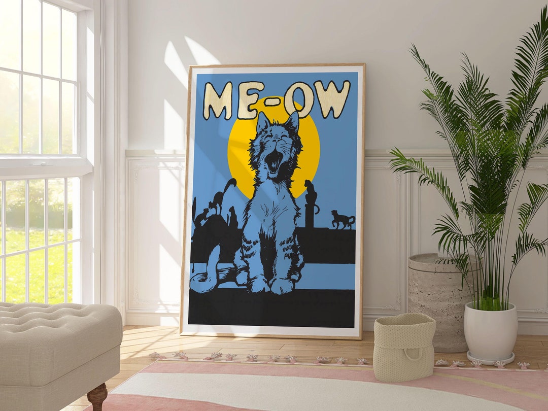 Funny Cat Meow Poster, Pop Art Inspired Print, Modern Animal Lovers ...