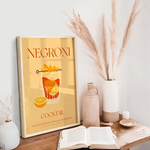 Negroni Cocktail Poster, Original Wall Art Decor, Bar Art Decoration ...