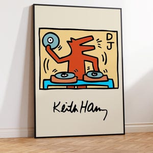 Keith Haring DJ Print, Minimalist Art Poster, Famous Pop Art, Popular ...