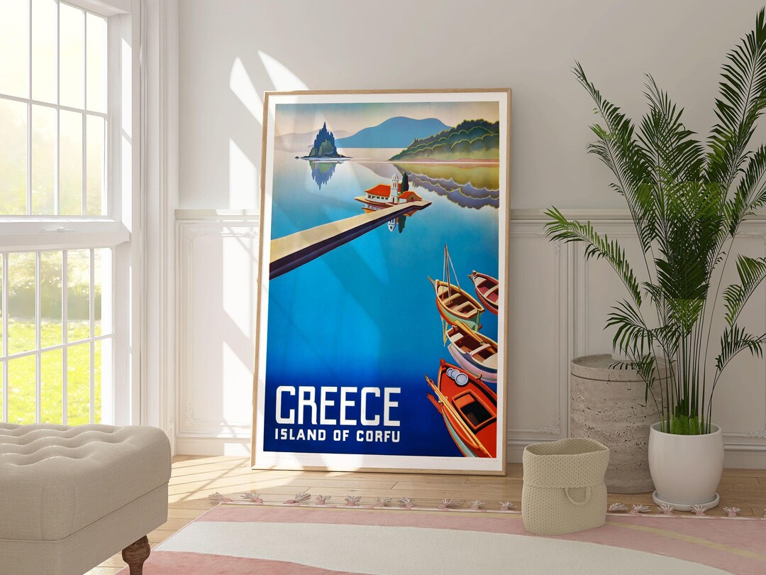Island of Corfu Greece Art Print, Travel Poster, Holiday Artwork ...