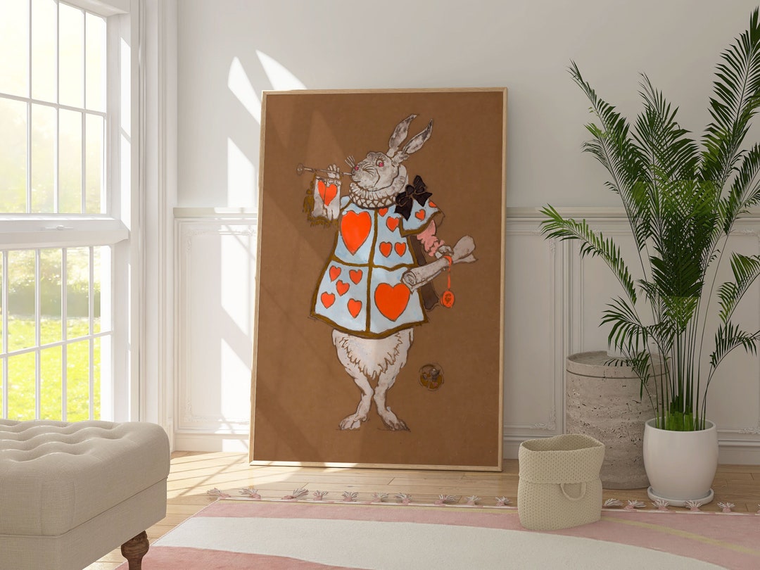 Alice in Wonderland White Rabbit Art Poster, Original Wall Art Decor ...