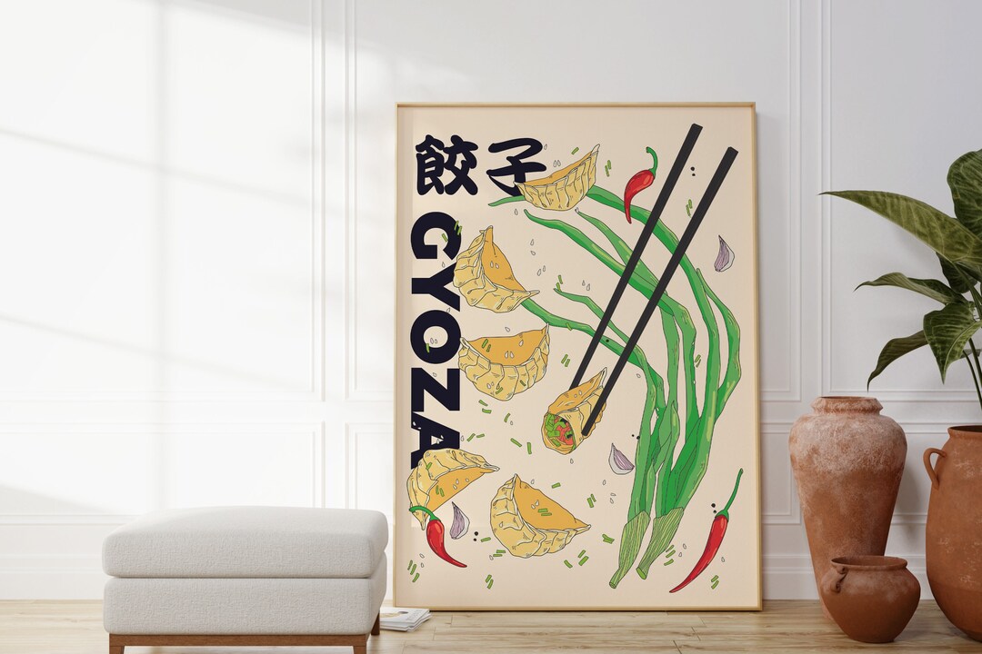 Gyoza Modern Kitchen Print, Japanese Cuisine Poster, Food Lovers Gift ...