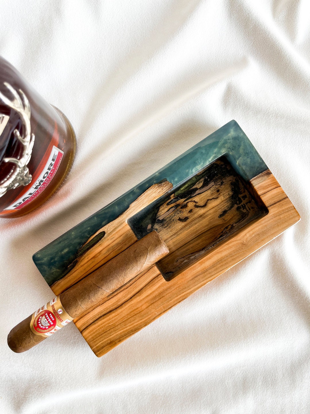 Epoxy Resin and Wood Luxury Cigar Ashtray Gold Green - Etsy