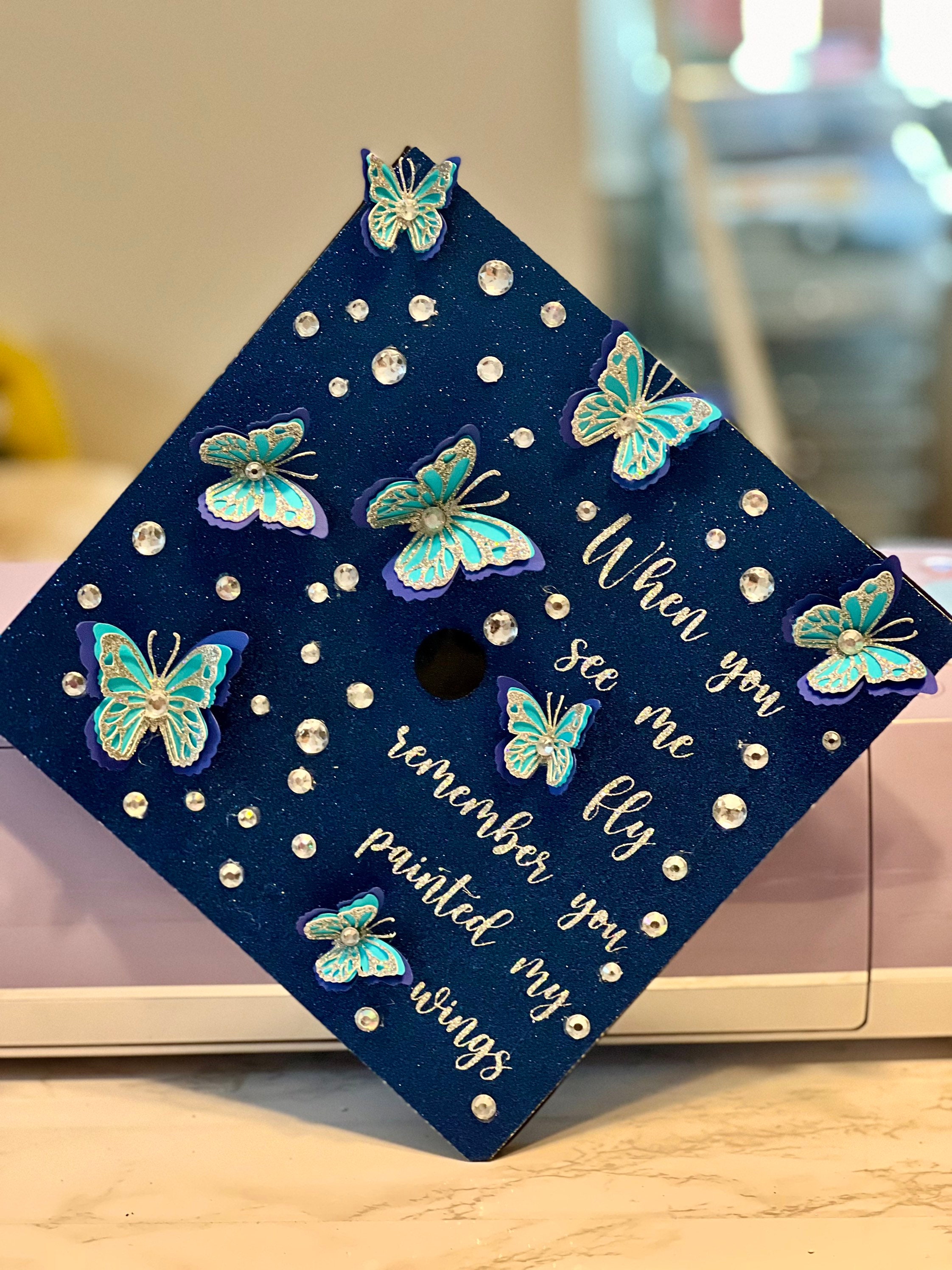 Custom Bling & Butterfly Graduation Topper - Etsy