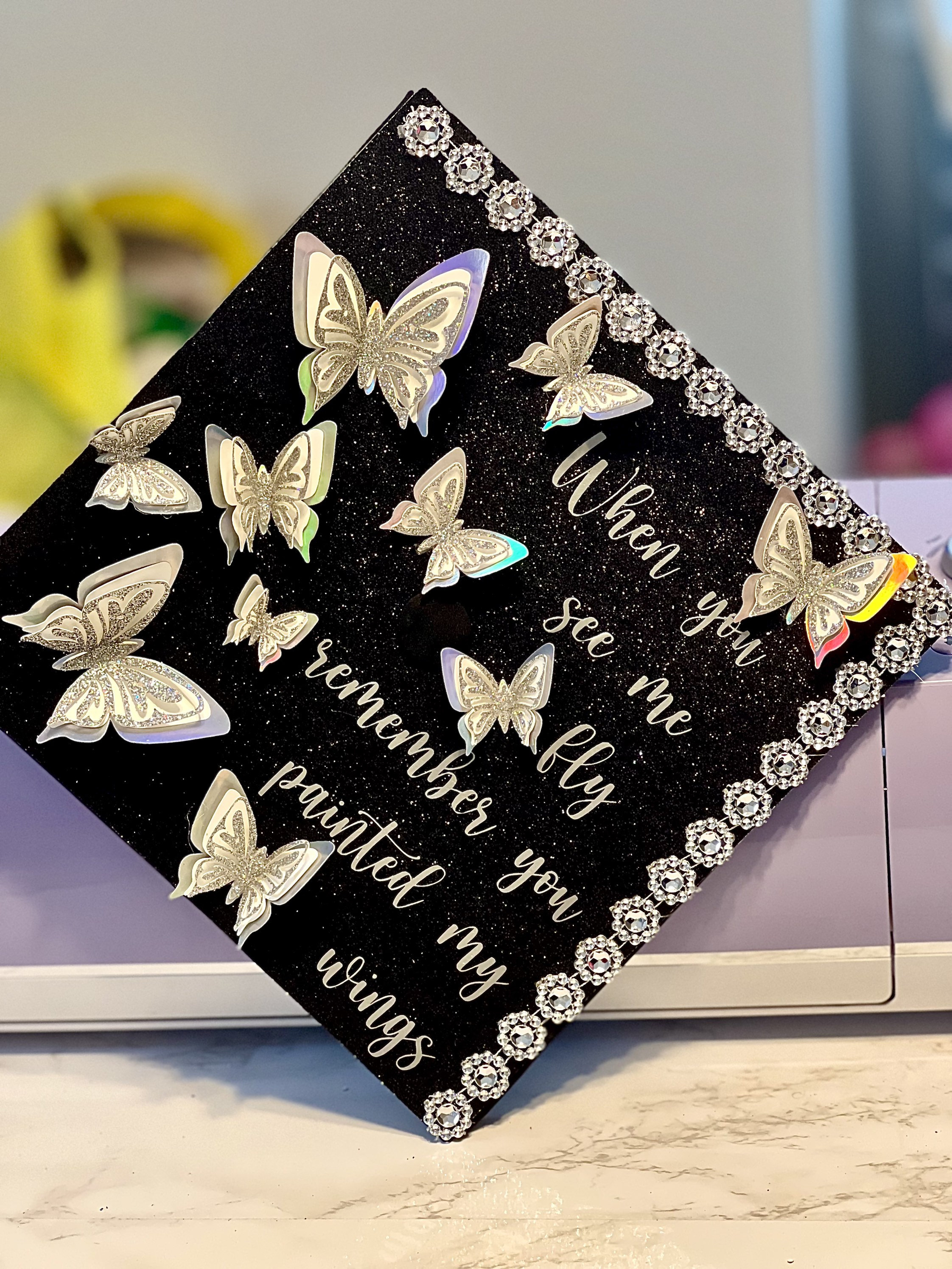 Custom Bling & Butterfly Graduation Topper - Etsy