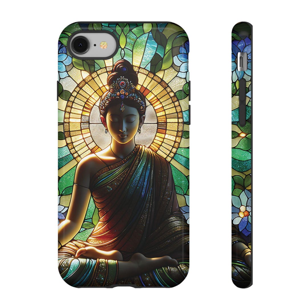 Faux Stained Glass Buddha iPhone Tough Cases Spiritual Meditation Art ...