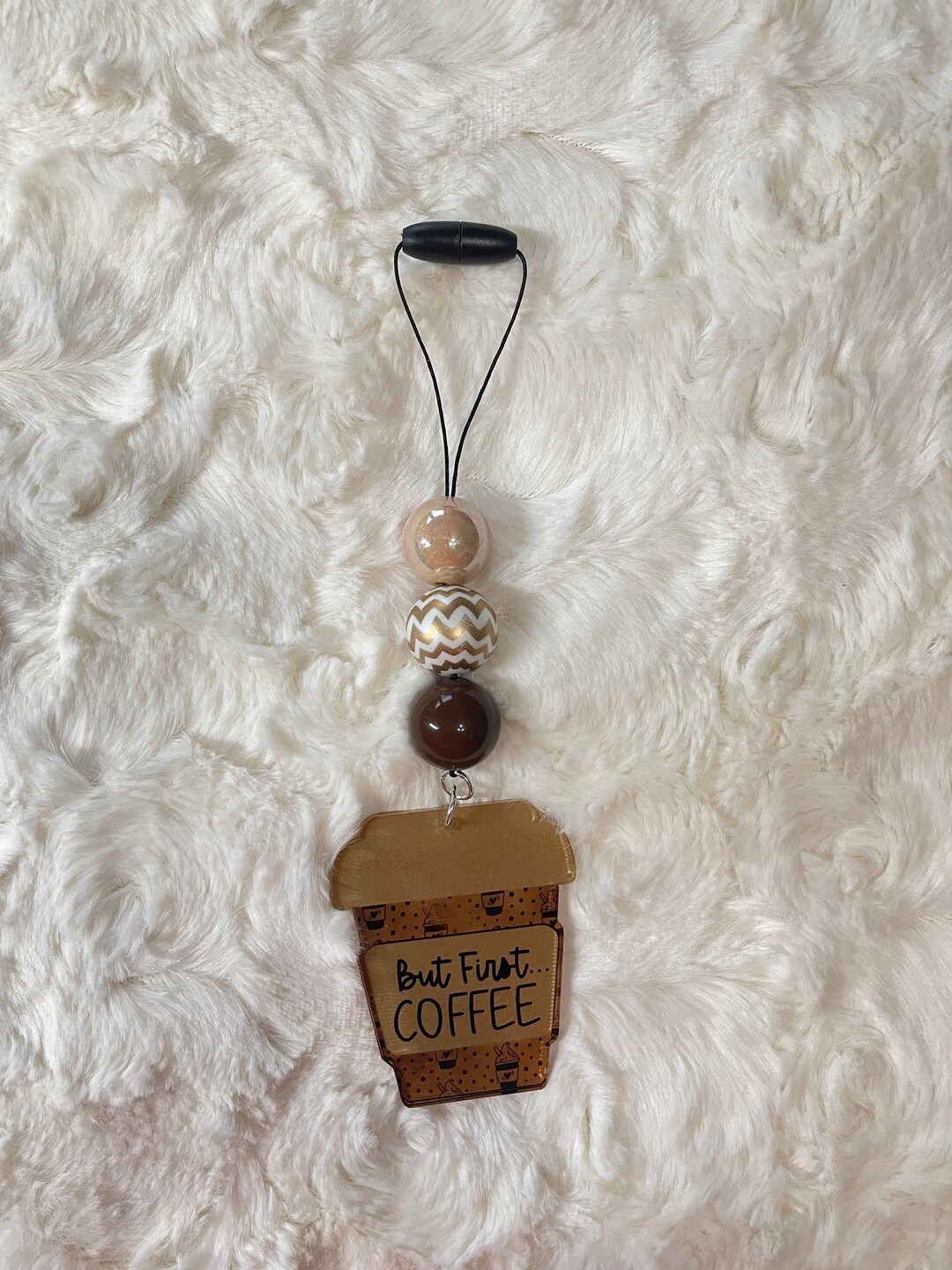 Coffee Cup Beaded Car Charm Rear View Mirror Accessory Car - Etsy