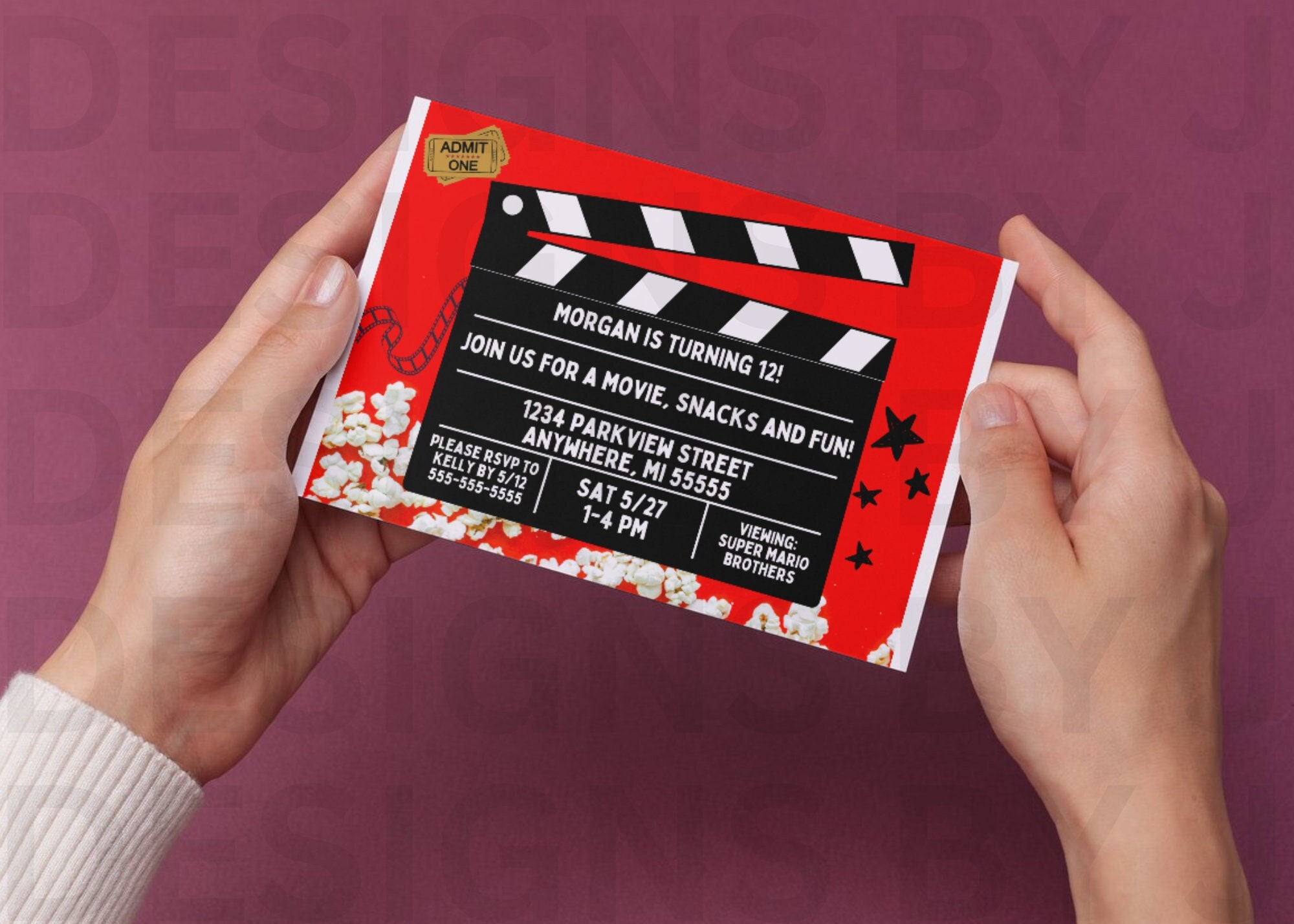 EDITABLE Movie Birthday Party Invitation | Invite | Cinema - Etsy