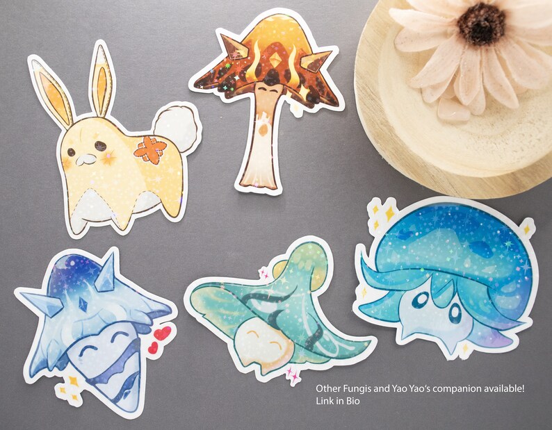 Genshin Impact Anemo Fungi Cute Mushroom Sticker for Decoration and ...