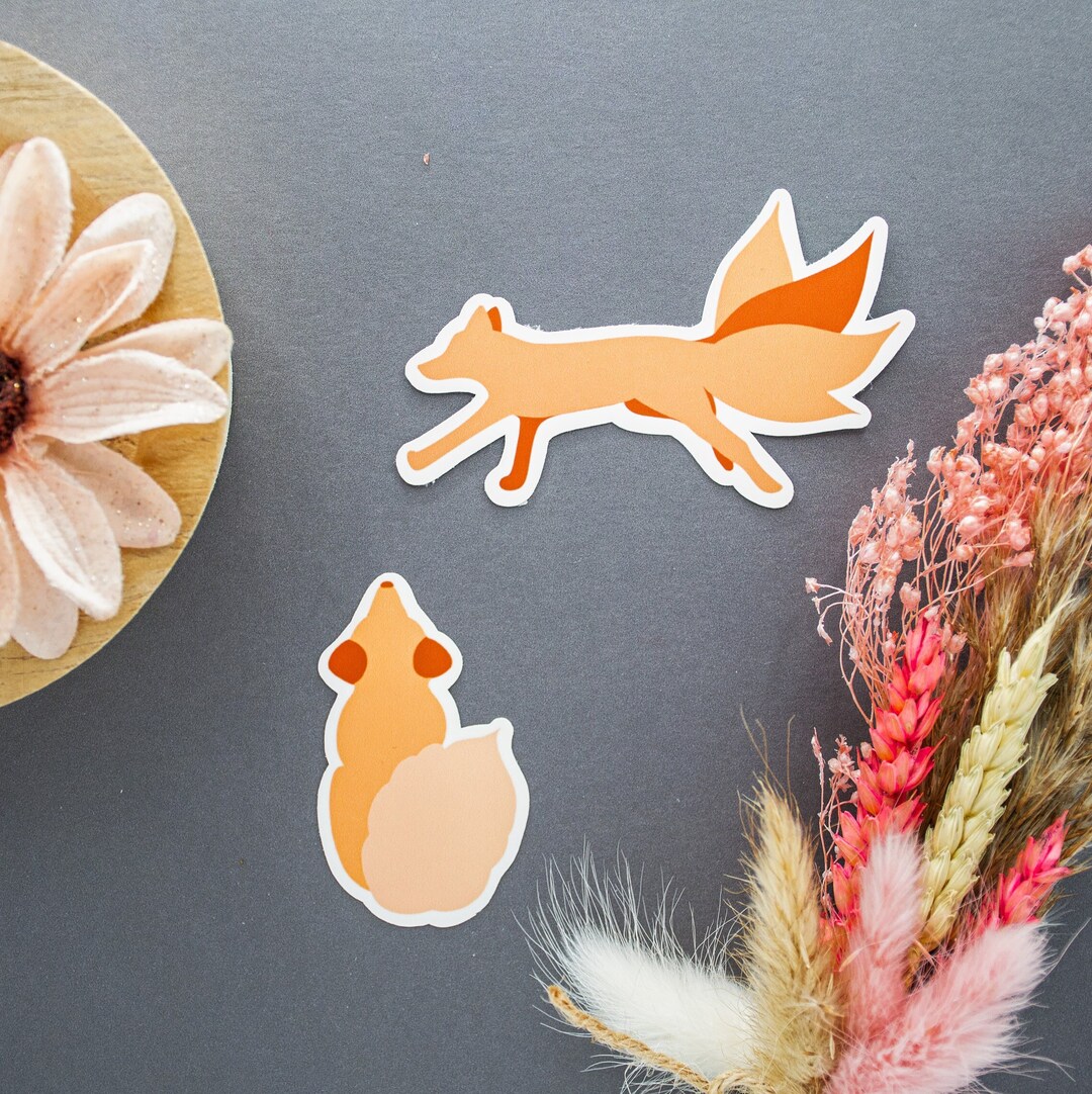 Kitsune Fox Sticker Set Two Kitsune Stickers Orange Fox Simple Design ...