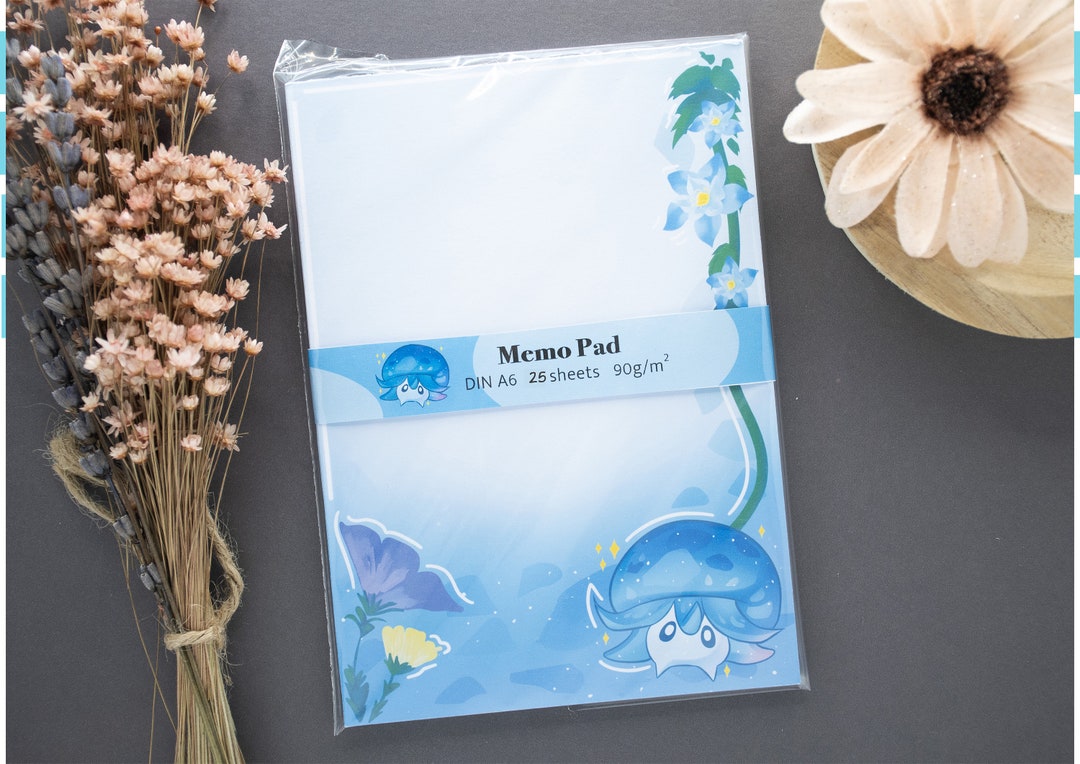 Genshin Impact Notepad Hydro Fungi DIN A6 Writing Pad With Mushroom ...