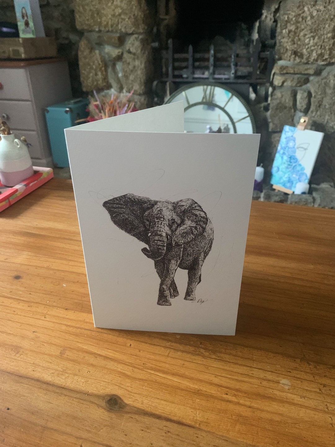 LILIBET ELEPHANT SCRIBBLE Pen Scribble Greeting Card - Etsy