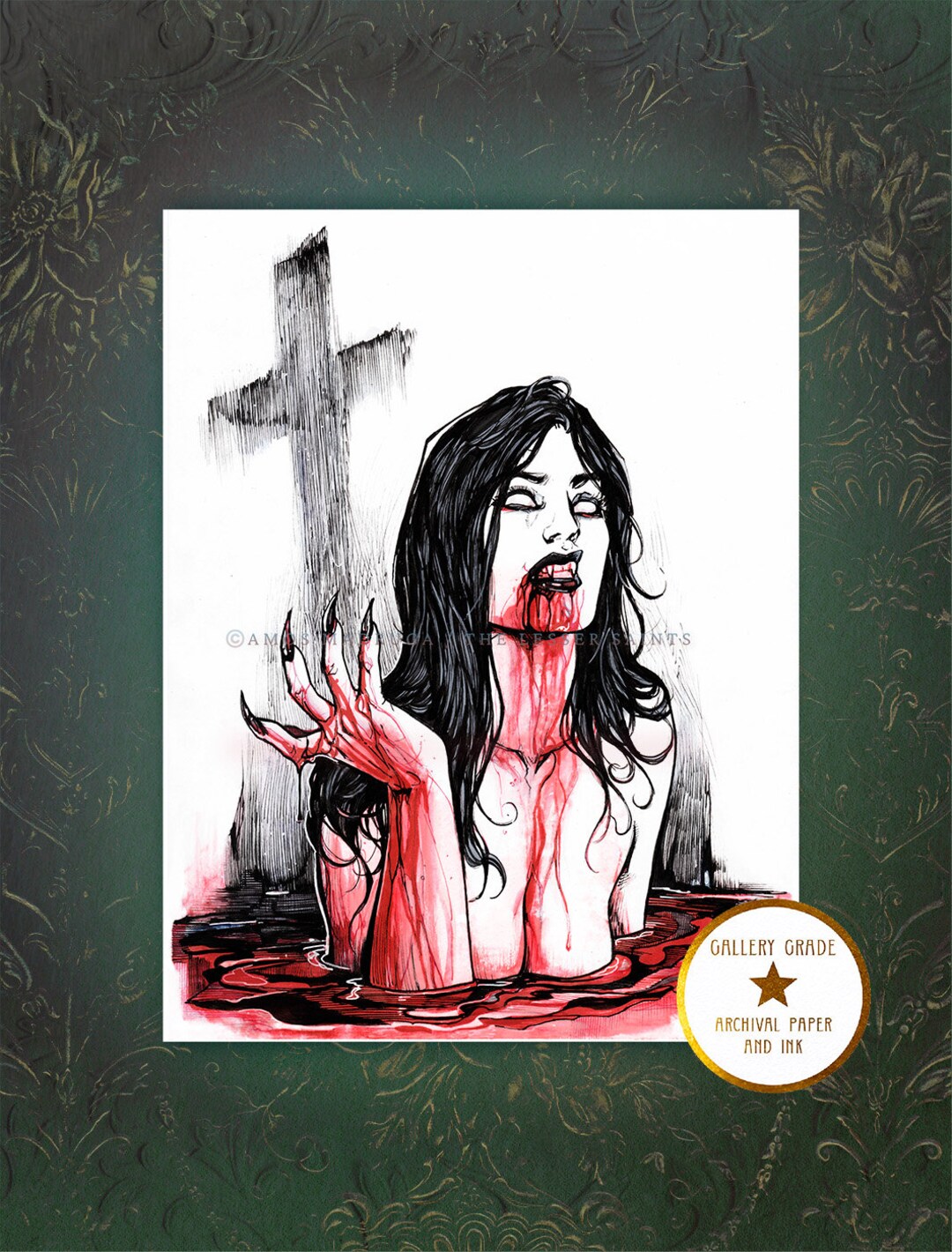 Shadow of Sin Gothic Occult Dark Vampire Art Print - Etsy