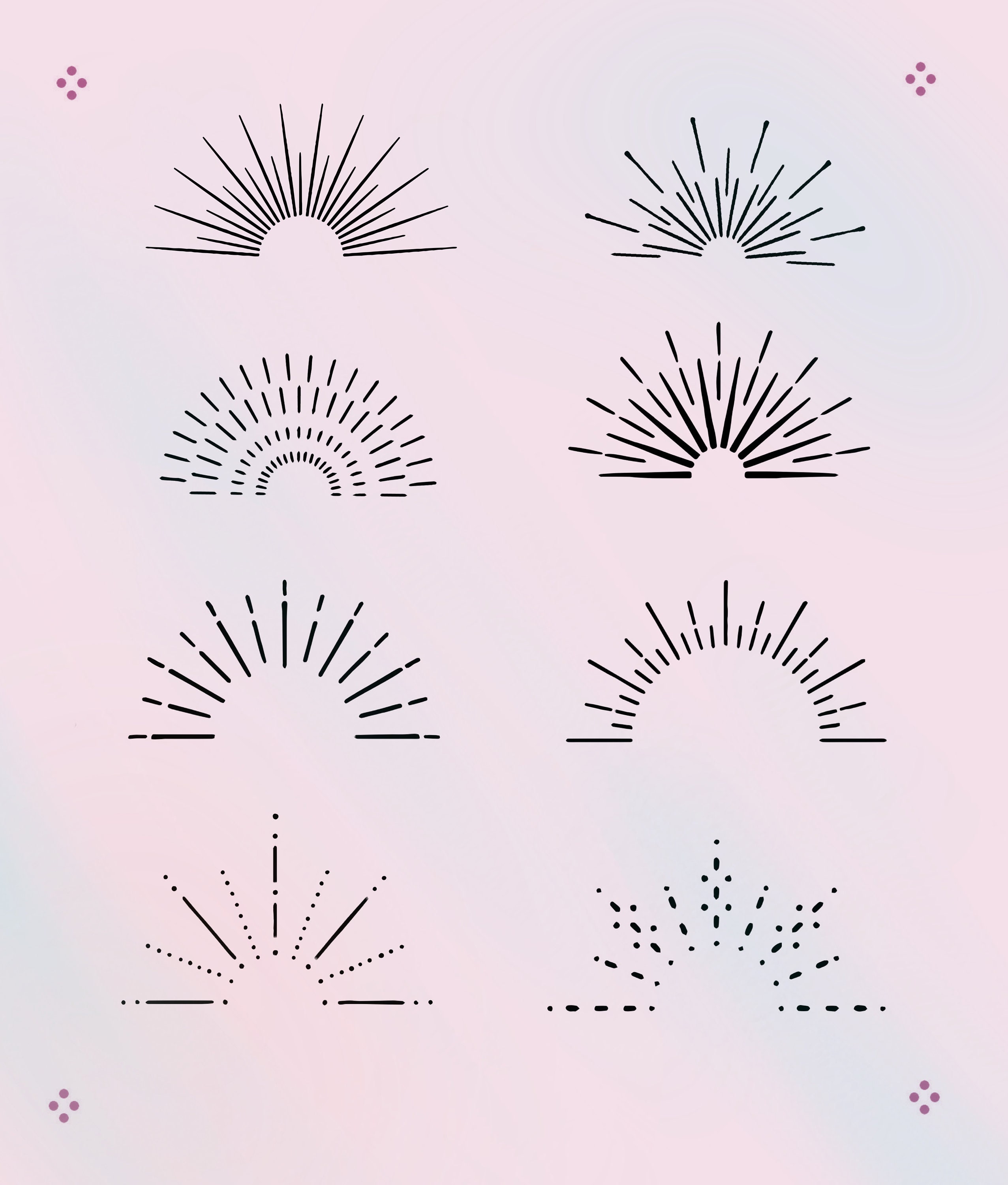 40 SUNBURST Stamp Brushes for Procreate | Decorative Ornamental Sun ...