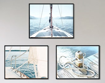 Sailing Yacht Set of 2 Photo Printable Wall Art, Sailboat Ocean Print ...
