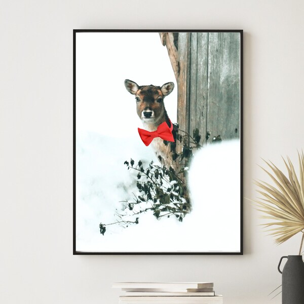 Fawn Winter Poster - Etsy