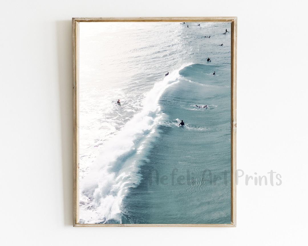 Ocean Waves Surfing Photo Printable Wall Decor, Surfers Aerial Print ...