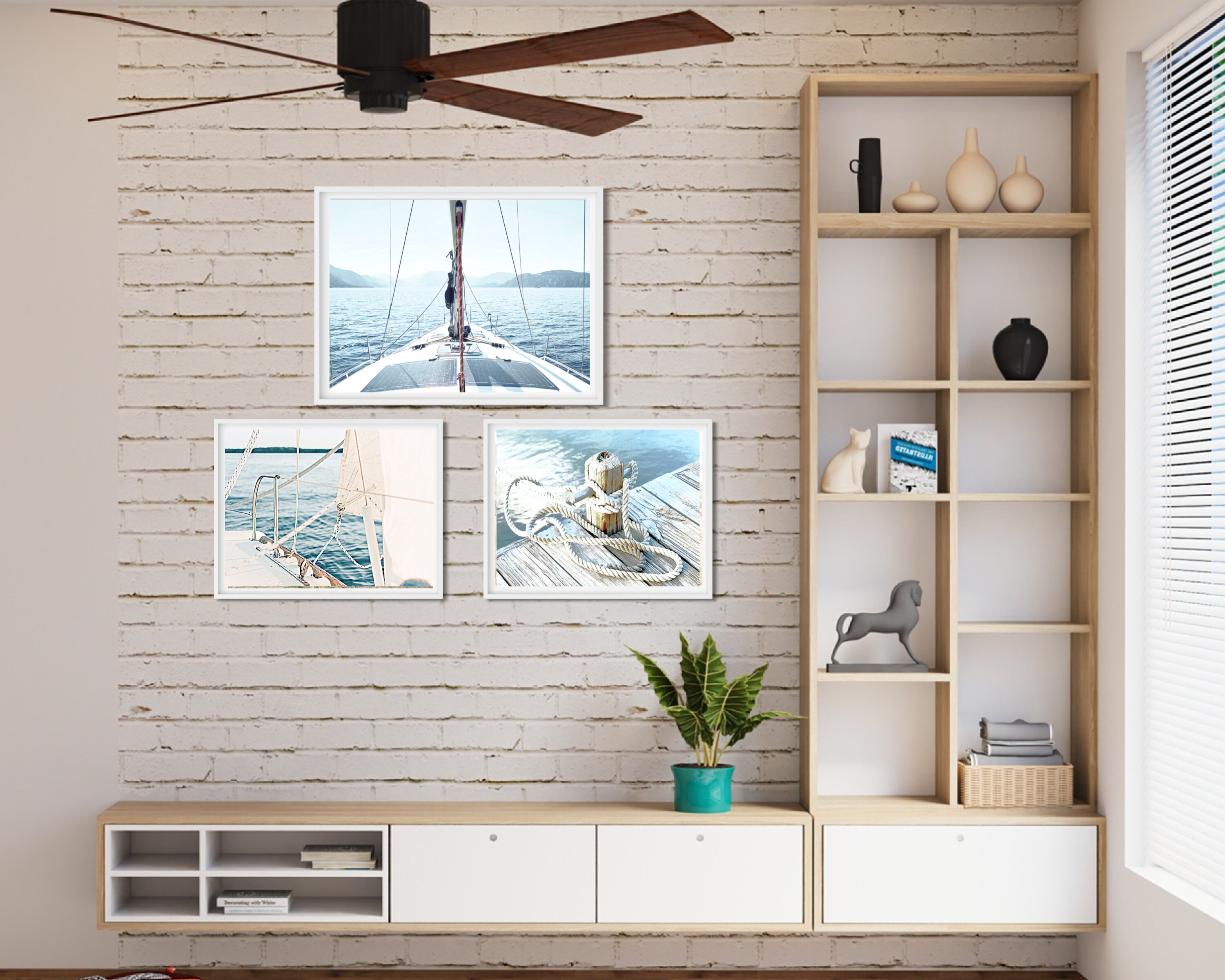 Sailing Yacht Set of 3 Photo Mailed Wall Art Sailboat Ocean Print ...