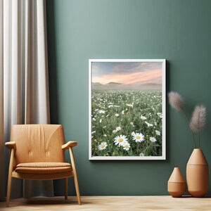 Daisy Field at Sunset Wall Art Printable or Mailed, White Wildflowers ...