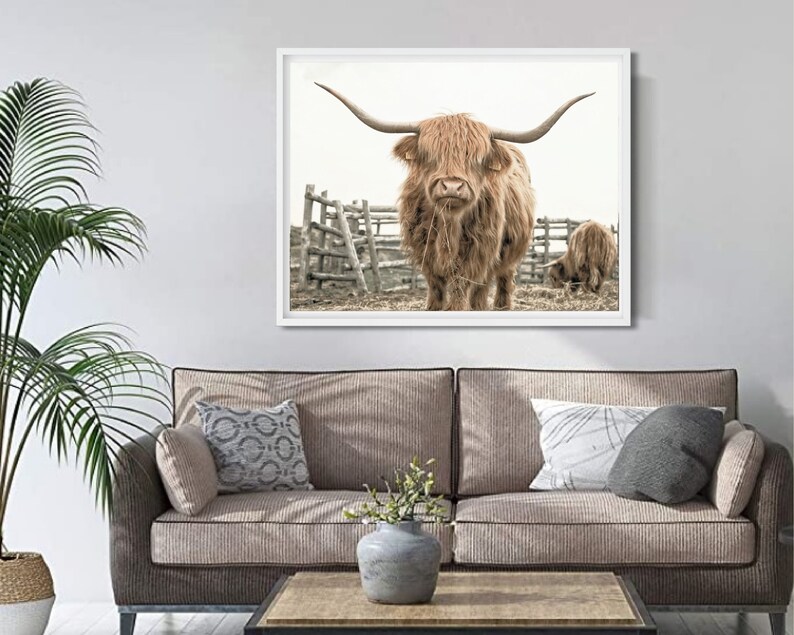 Highland Cow Farmhouse Printable Wall Art, Cattle Country Neutral Print ...