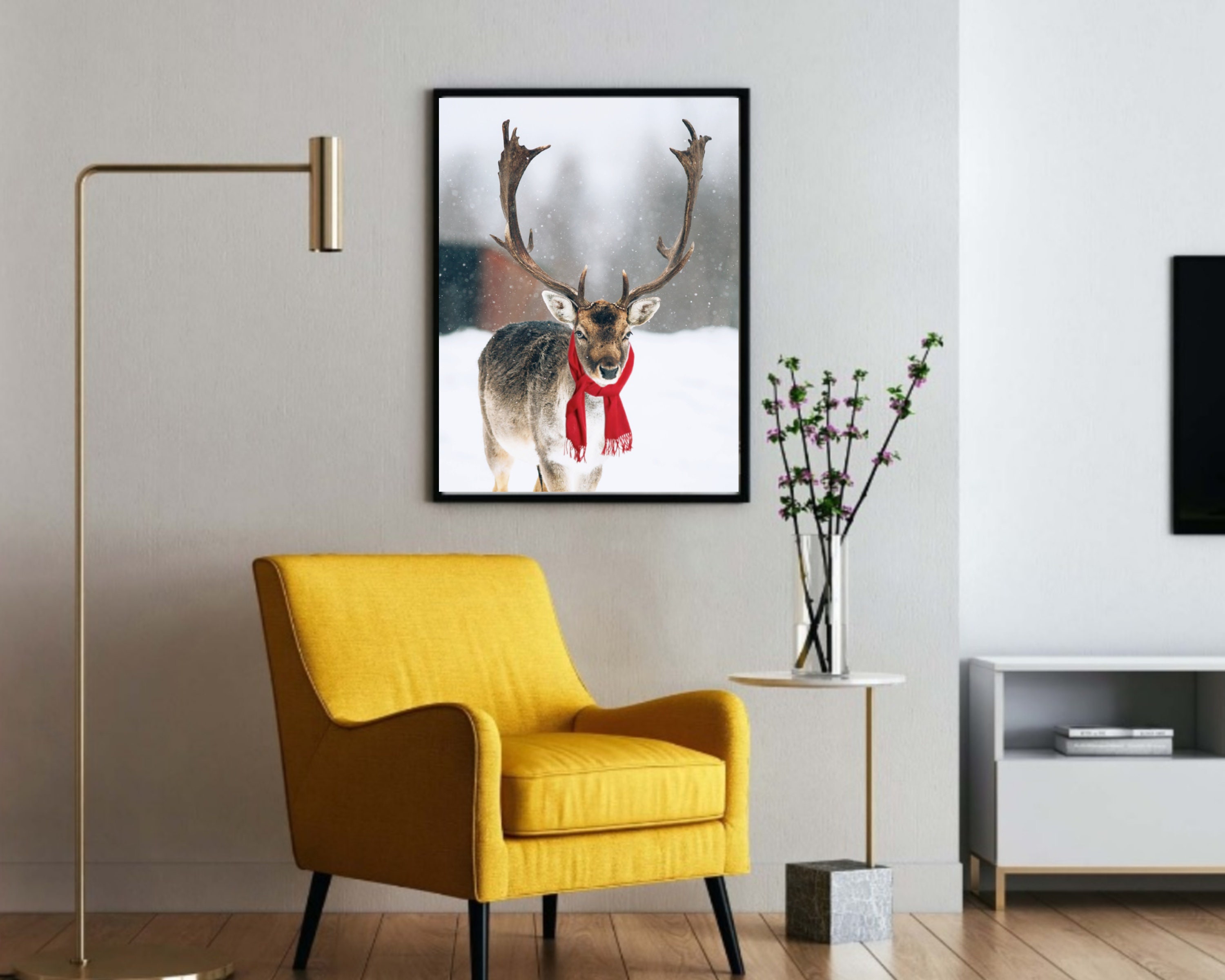 Winter Reindeer Photo Printable Wall Art Deer Christmas Print - Etsy