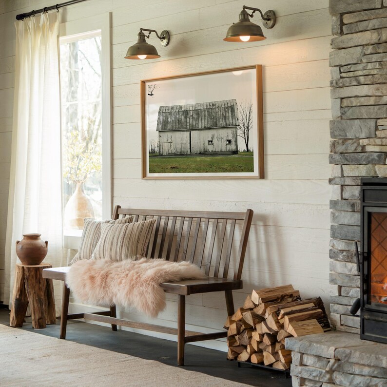 Farmhouse Printable Wall Art, Old White Barn Photo, Country Landscape ...