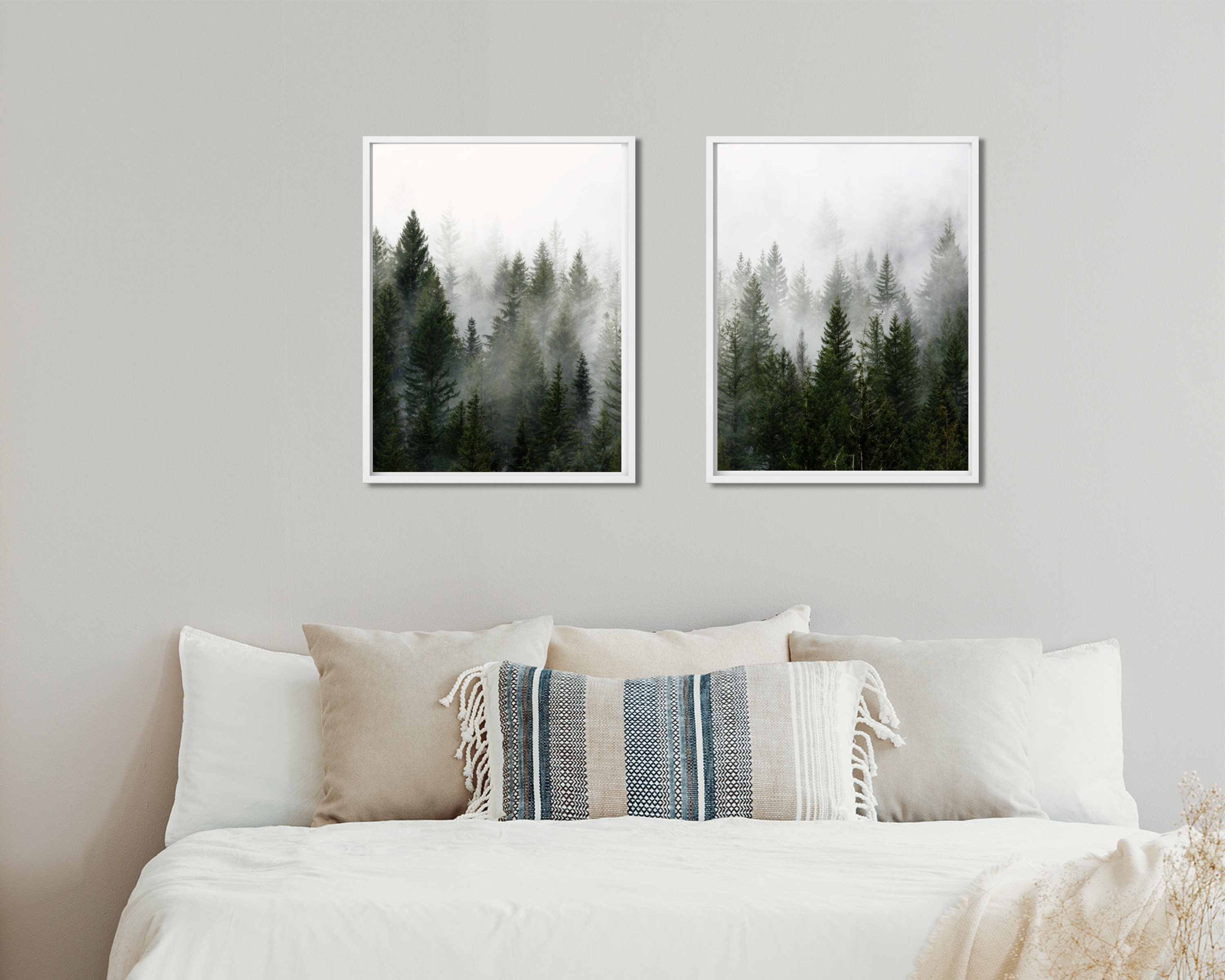 Green Forest in Mist Set of 2 Photo Printed and Shipped Wall - Etsy