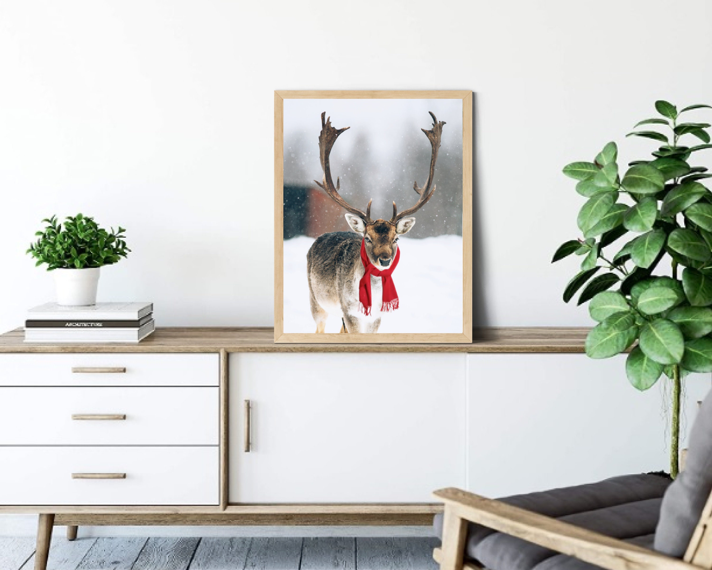 Winter Reindeer Photo Printable Wall Art Deer Christmas Print - Etsy