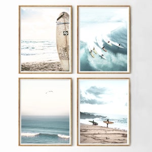 Set of 4 Surfing Prints, Surf Ocean Waves Photo Printable Wall Art ...