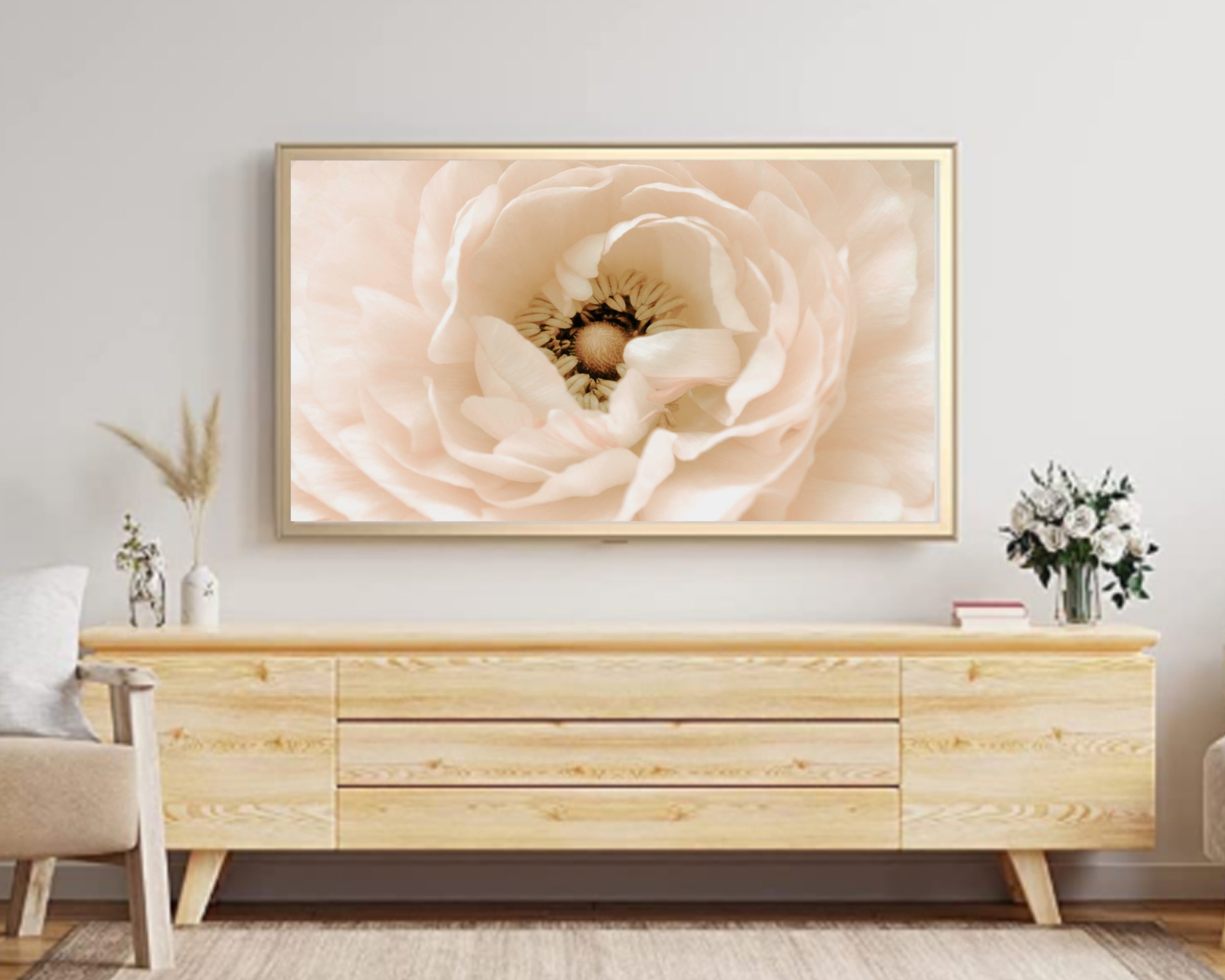 Samsung Frame Tv Art Pink Peony Instant Download Tv Art Peony Petals ...