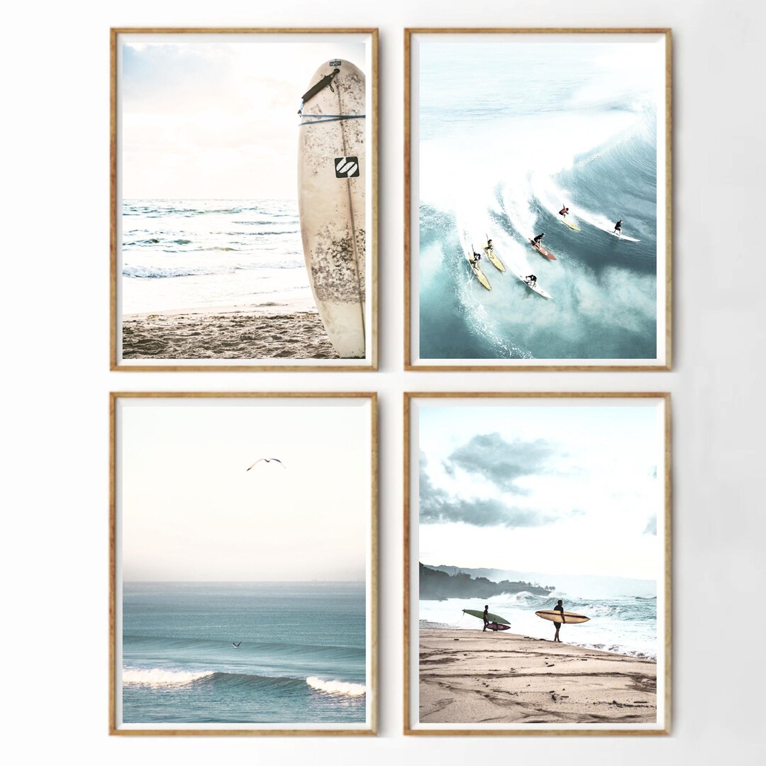 Set of 4 Surfing Prints, Surf Ocean Waves Photo Printable Wall Art ...