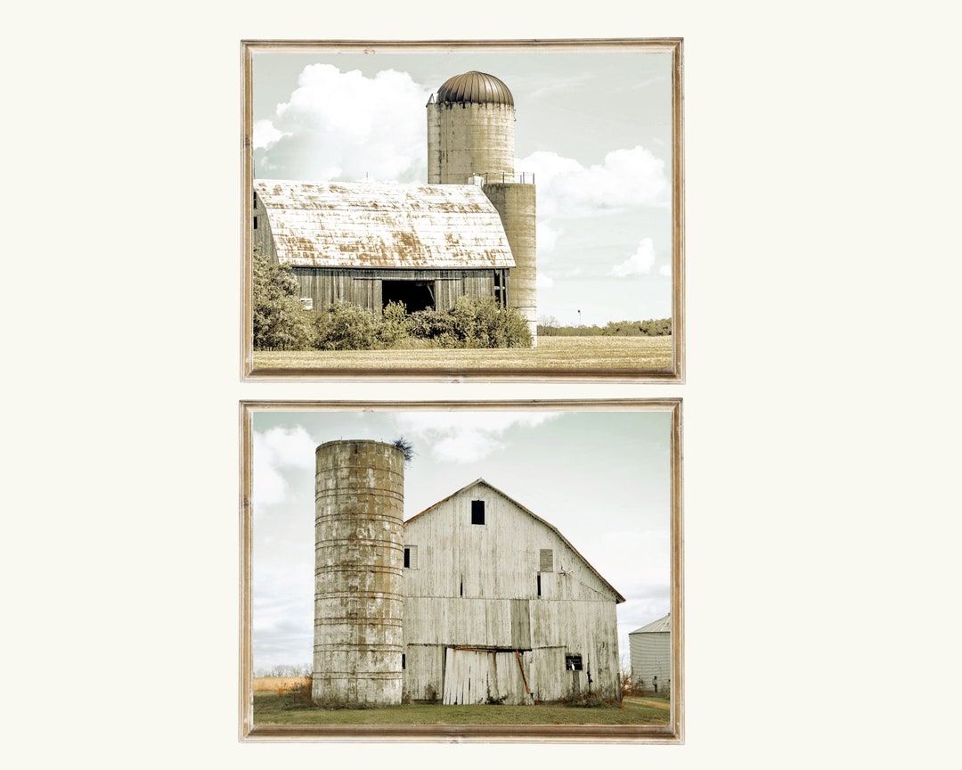 Farmhouse Old Barn Set of 2 Prints White Barn Printable Wall Art ...